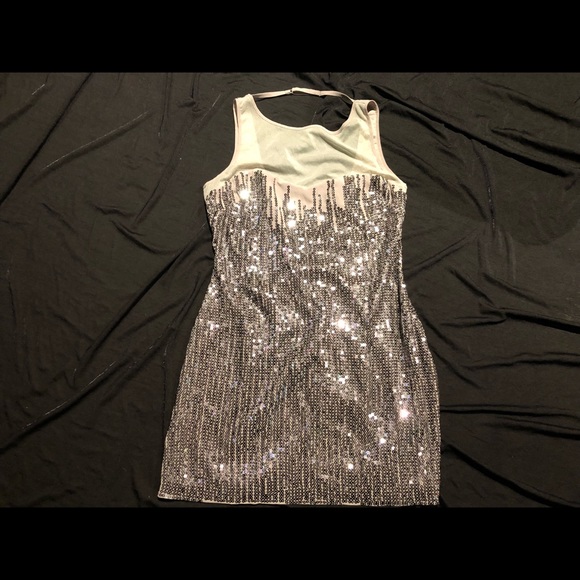 Guess | Dresses | New Guess Women Sequin Silver Party Dress S | Poshmark